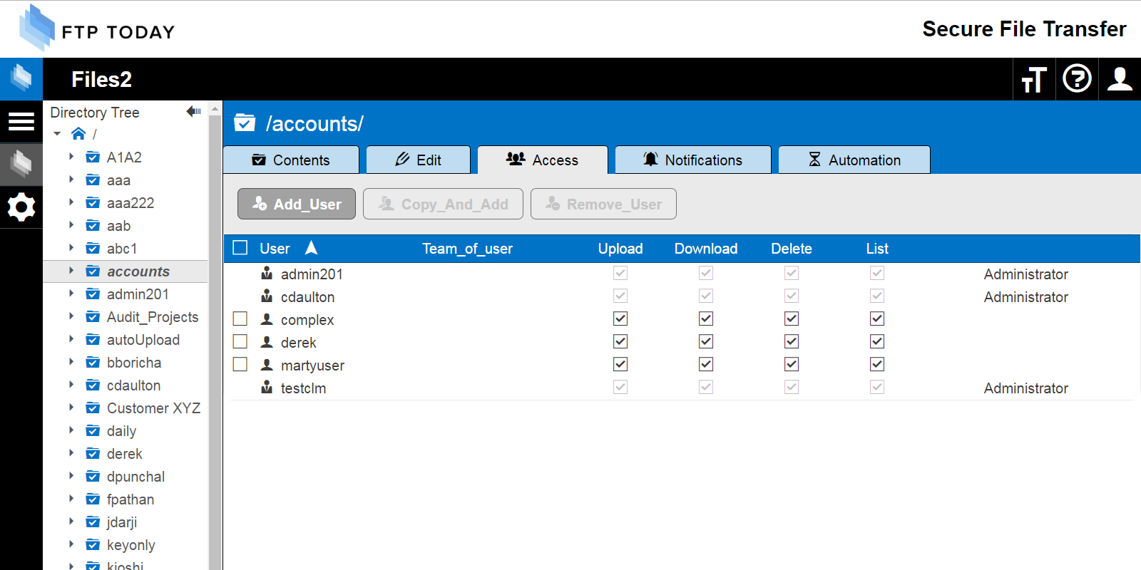 Administration & File Transfer Integrated into one Web App